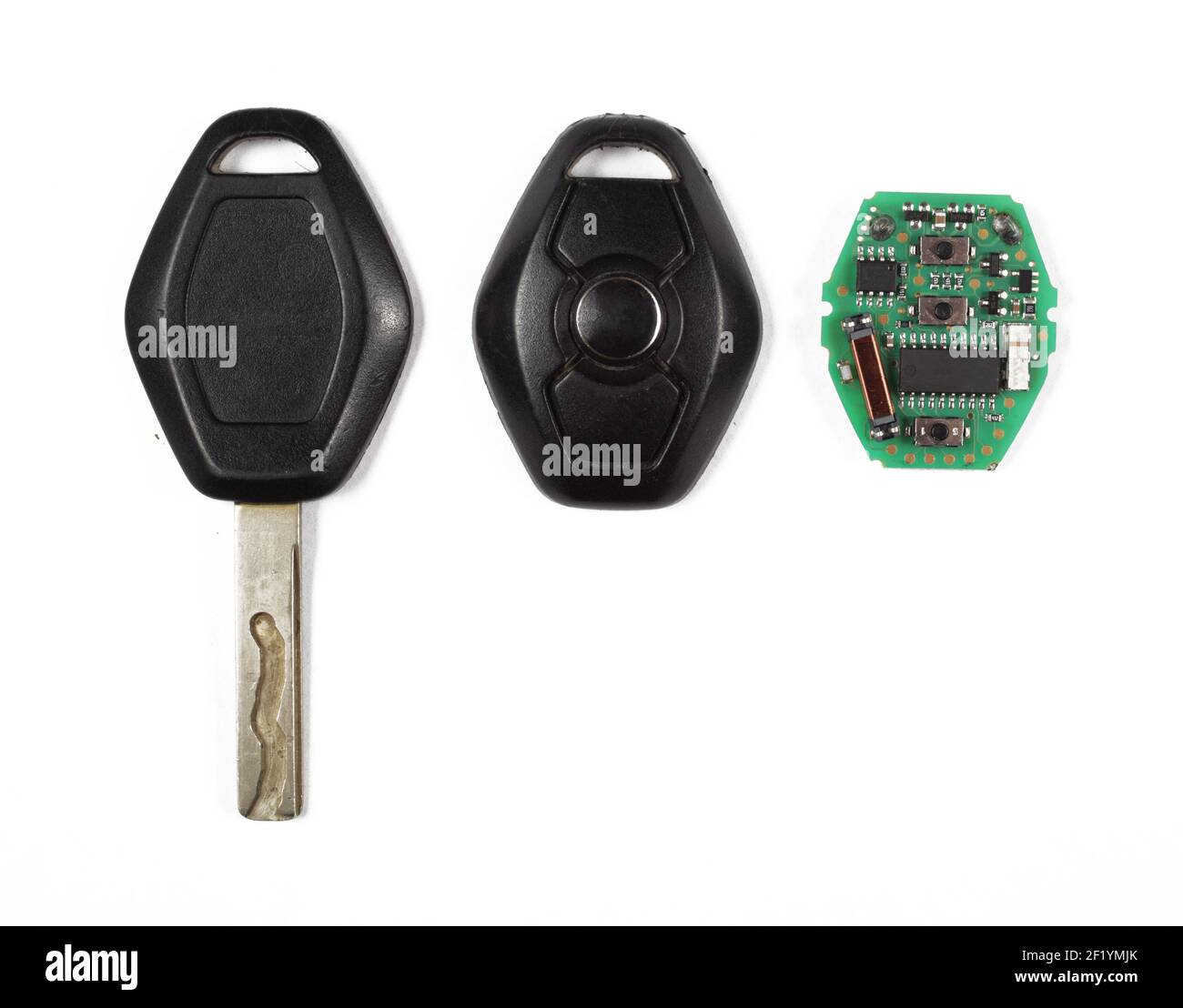 Disassembled modern car key, isolate on white background Stock Photo ...