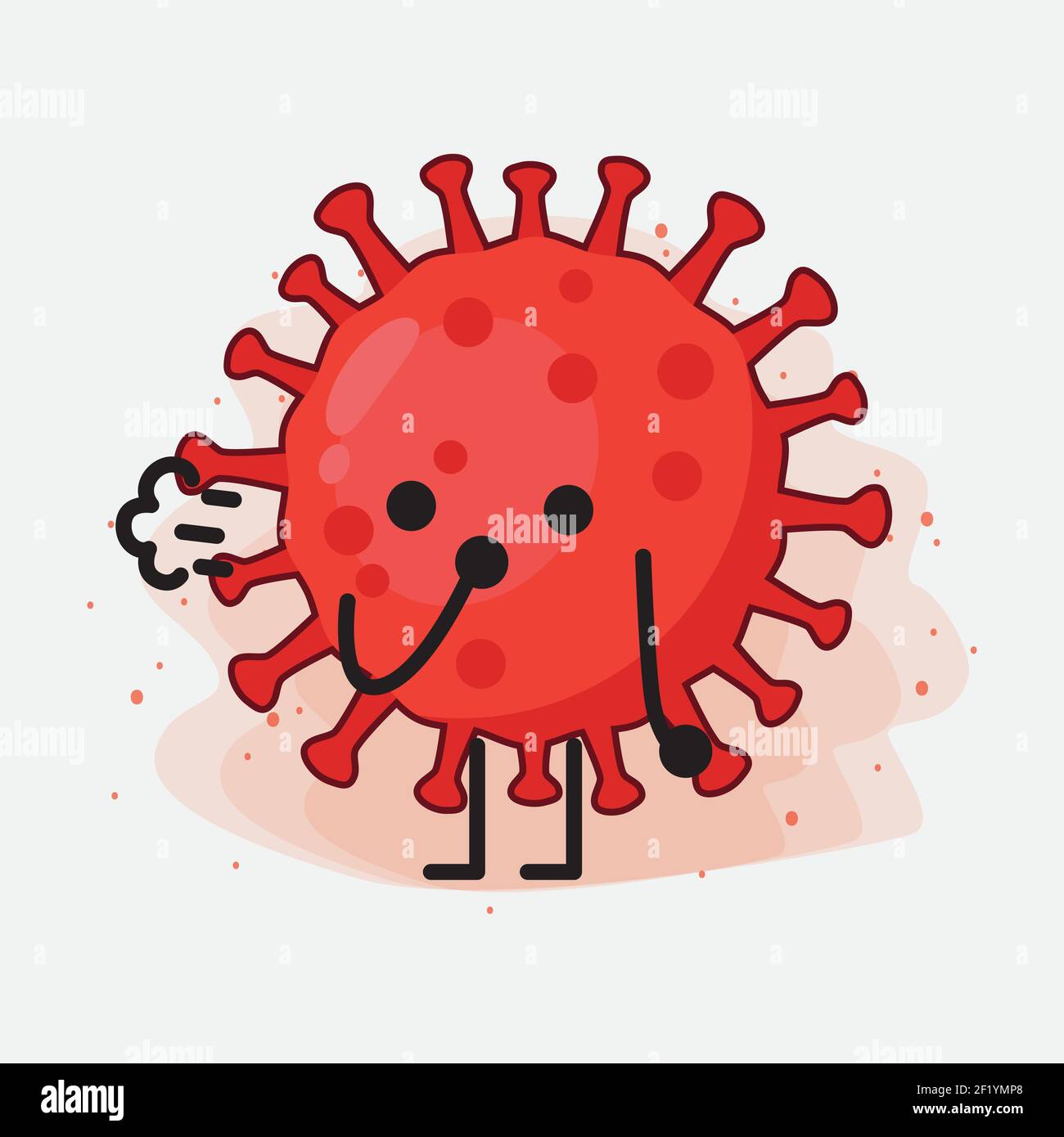 Vector Illustration of Red Virus Character with cute face, simple hands ...