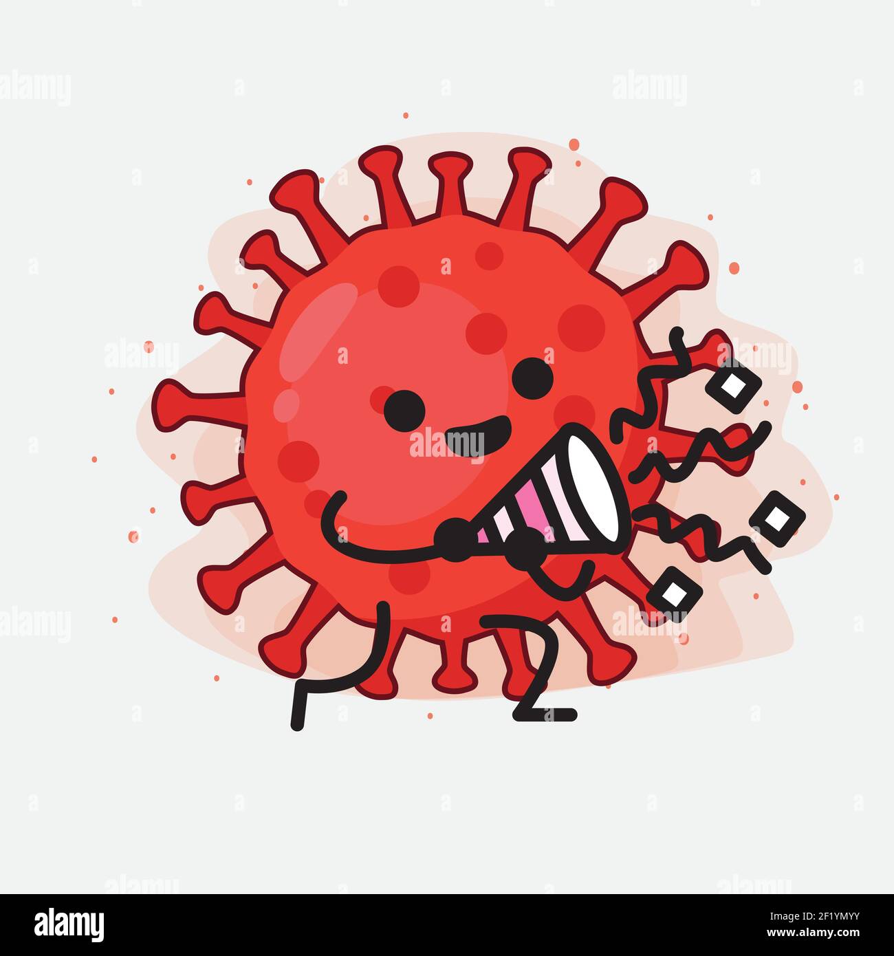 Vector Illustration of Red Virus Character with cute face, simple hands ...