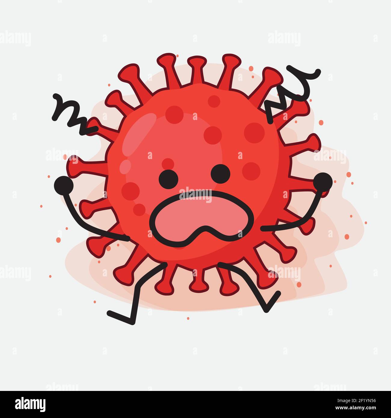 Vector Illustration of Red Virus Character with cute face, simple hands ...