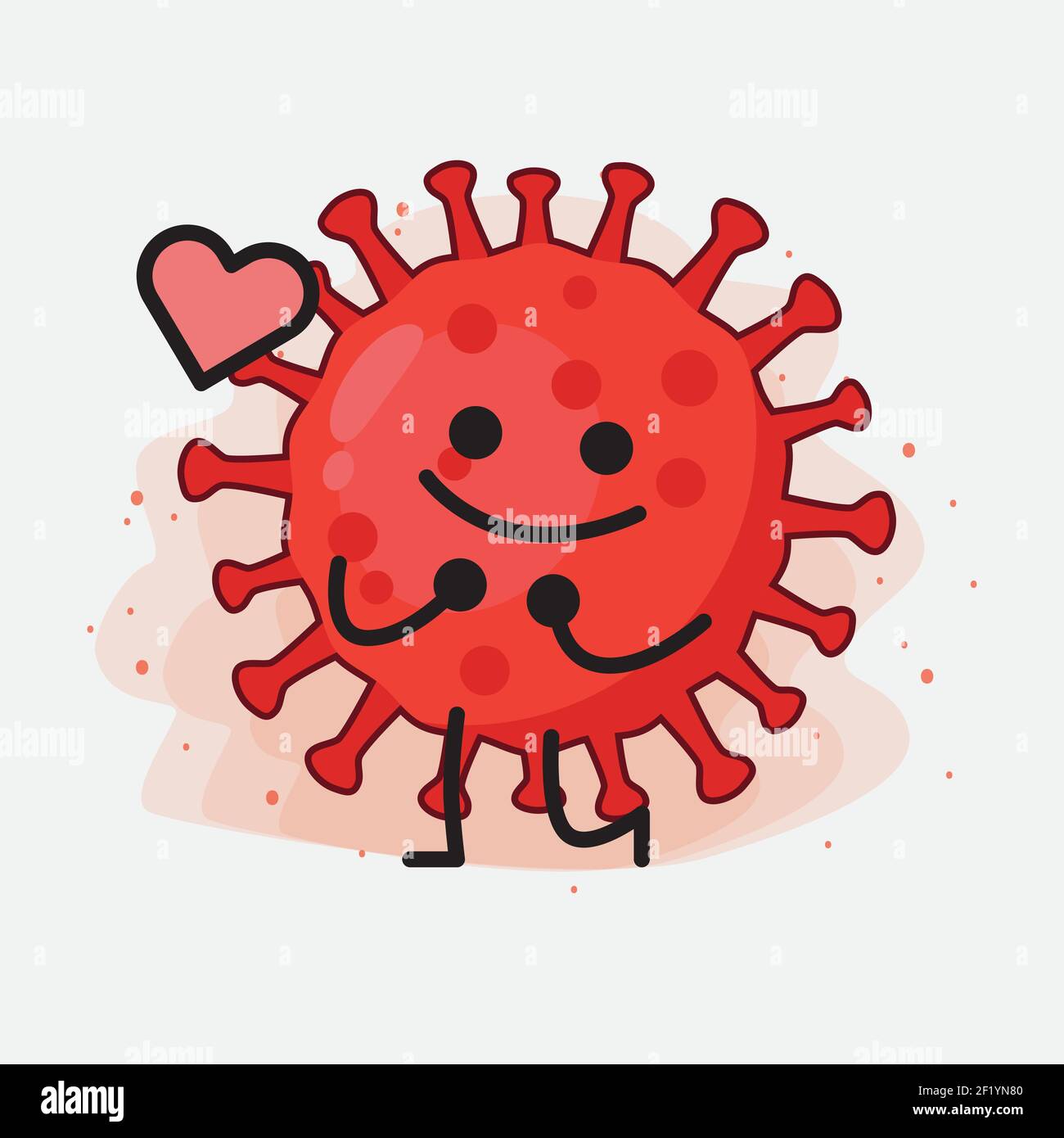 Vector Illustration of Red Virus Character with cute face, simple hands ...