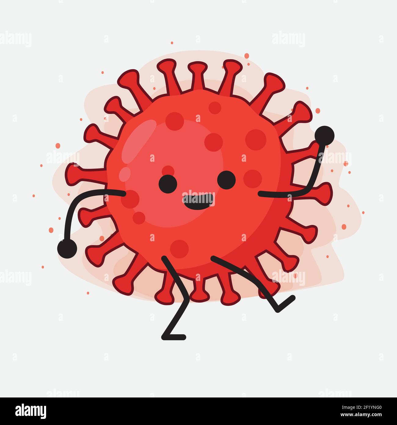 Vector Illustration of Red Virus Character with cute face, simple hands ...