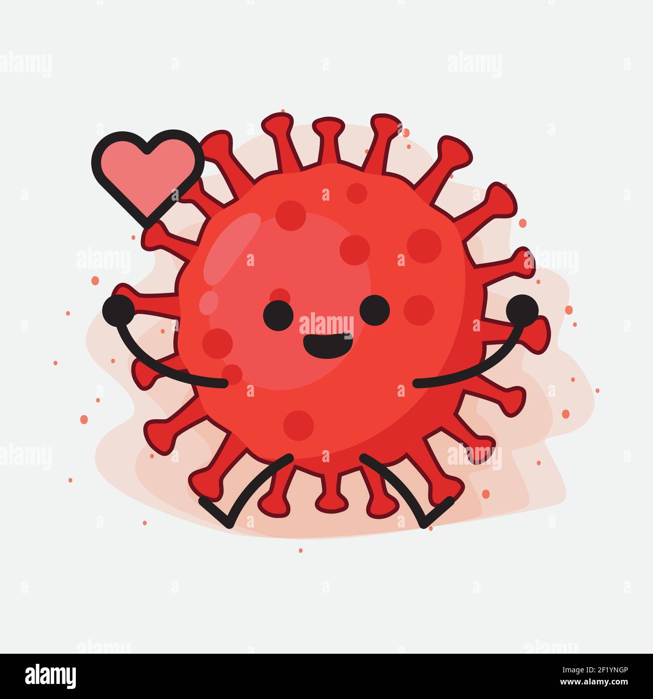 Vector Illustration of Red Virus Character with cute face, simple hands ...