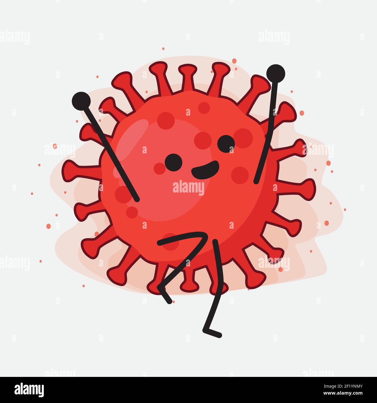 Vector Illustration of Red Virus Character with cute face, simple hands ...