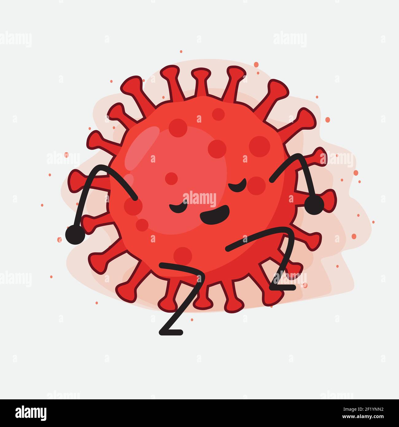 Vector Illustration of Red Virus Character with cute face, simple hands ...