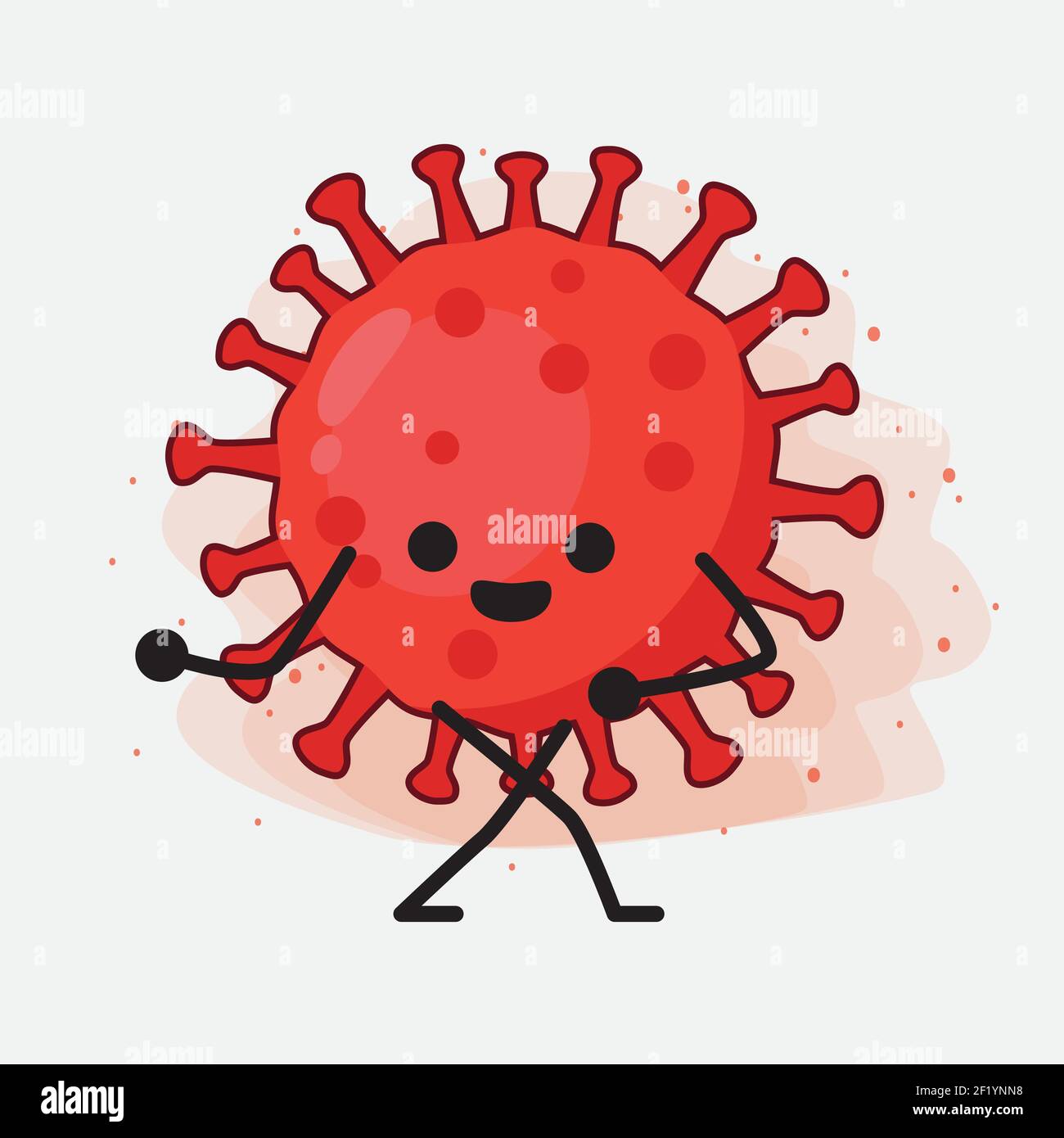 Vector Illustration of Red Virus Character with cute face, simple hands ...