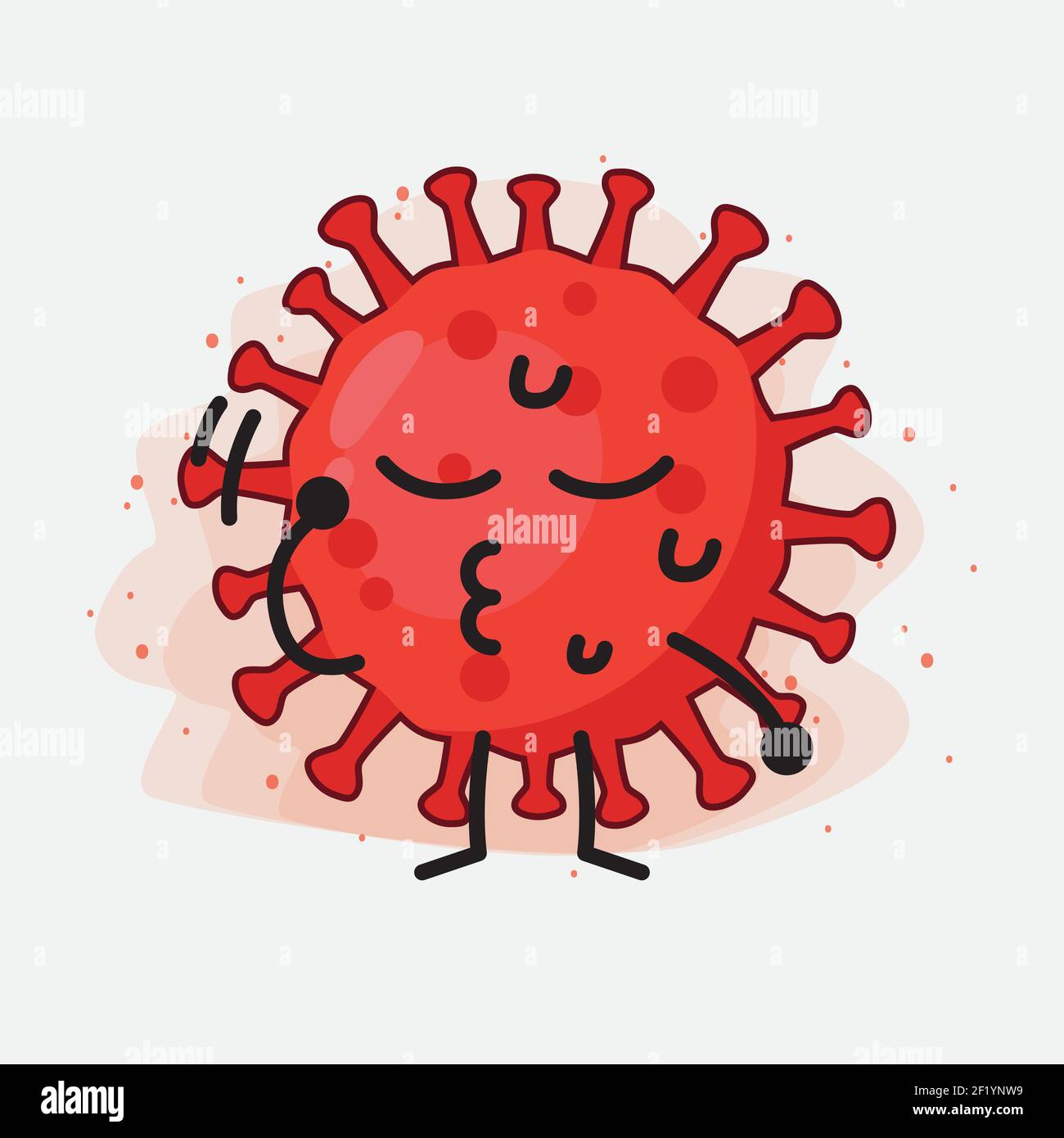 Vector Illustration of Red Virus Character with cute face, simple hands ...