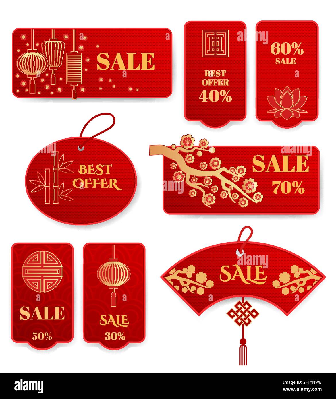 Set of sale banners and badges Chinese new year. Label asian promotion ...