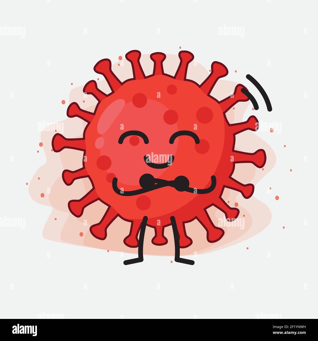 Vector Illustration of Red Virus Character with cute face, simple hands ...