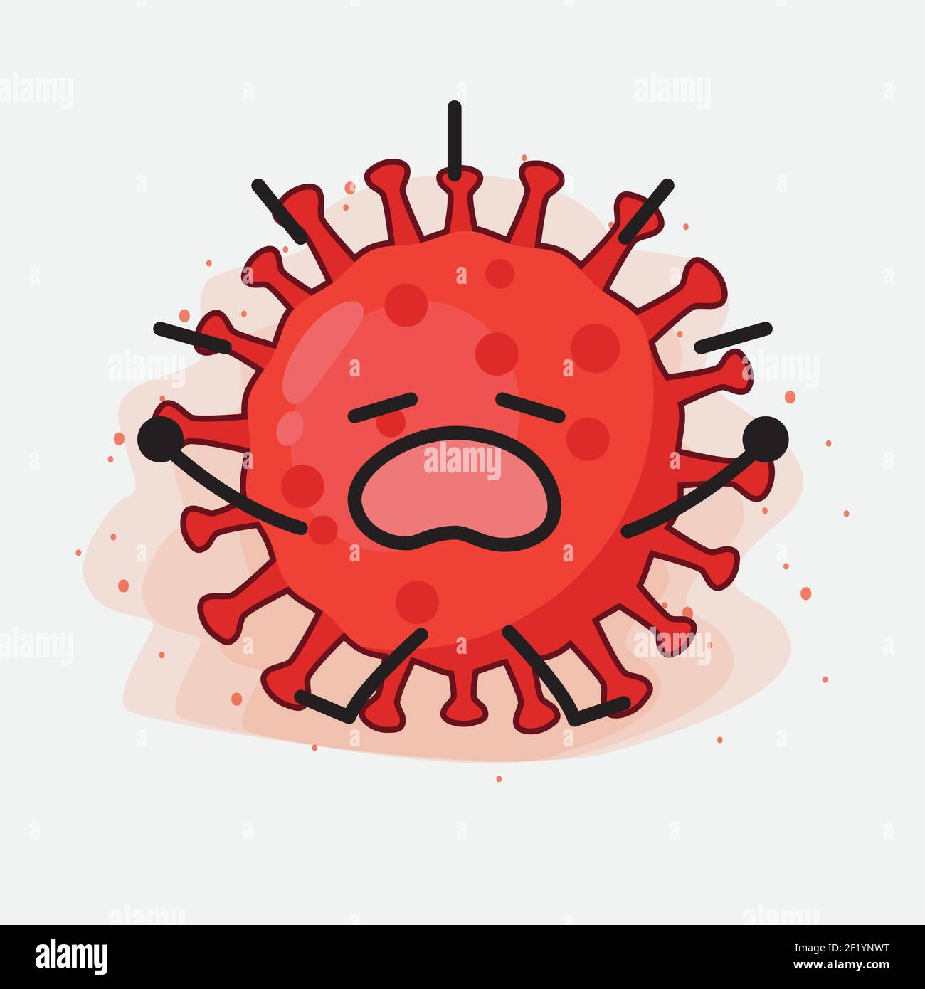 Vector Illustration of Red Virus Character with cute face, simple hands ...