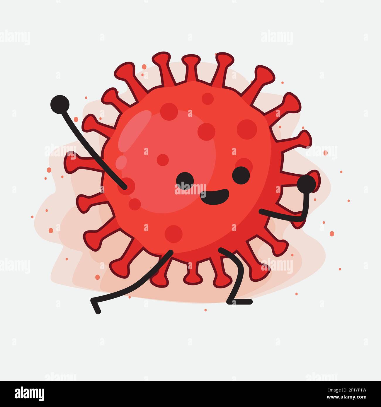 Vector Illustration of Red Virus Character with cute face, simple hands ...