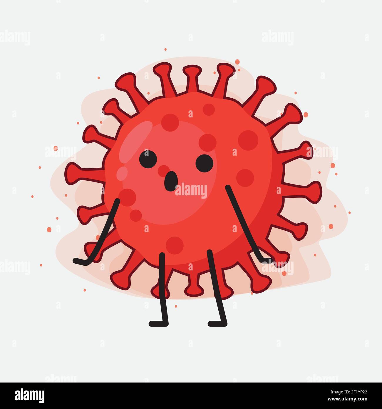 Vector Illustration of Red Virus Character with cute face, simple hands ...
