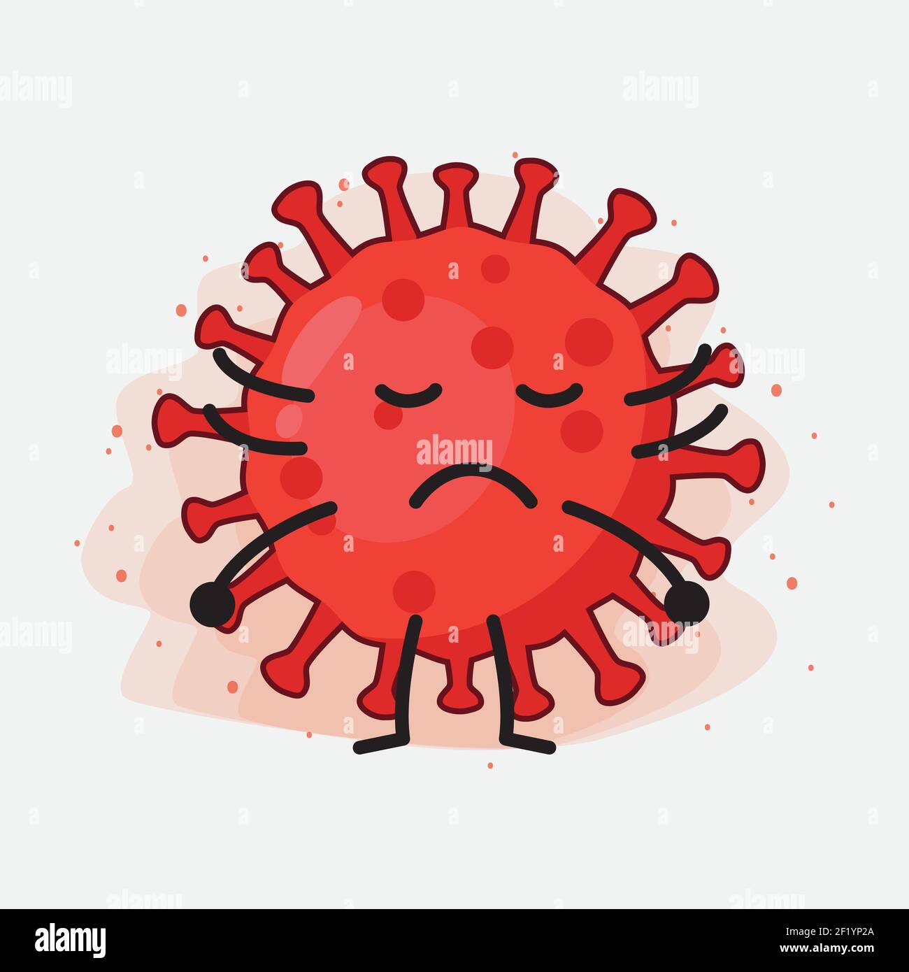Vector Illustration of Red Virus Character with cute face, simple hands ...