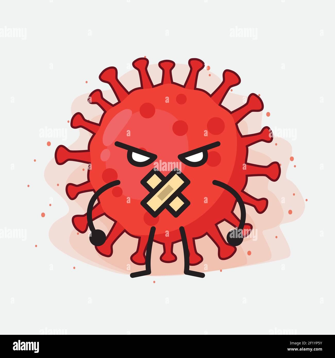 Vector Illustration of Red Virus Character with cute face, simple hands ...