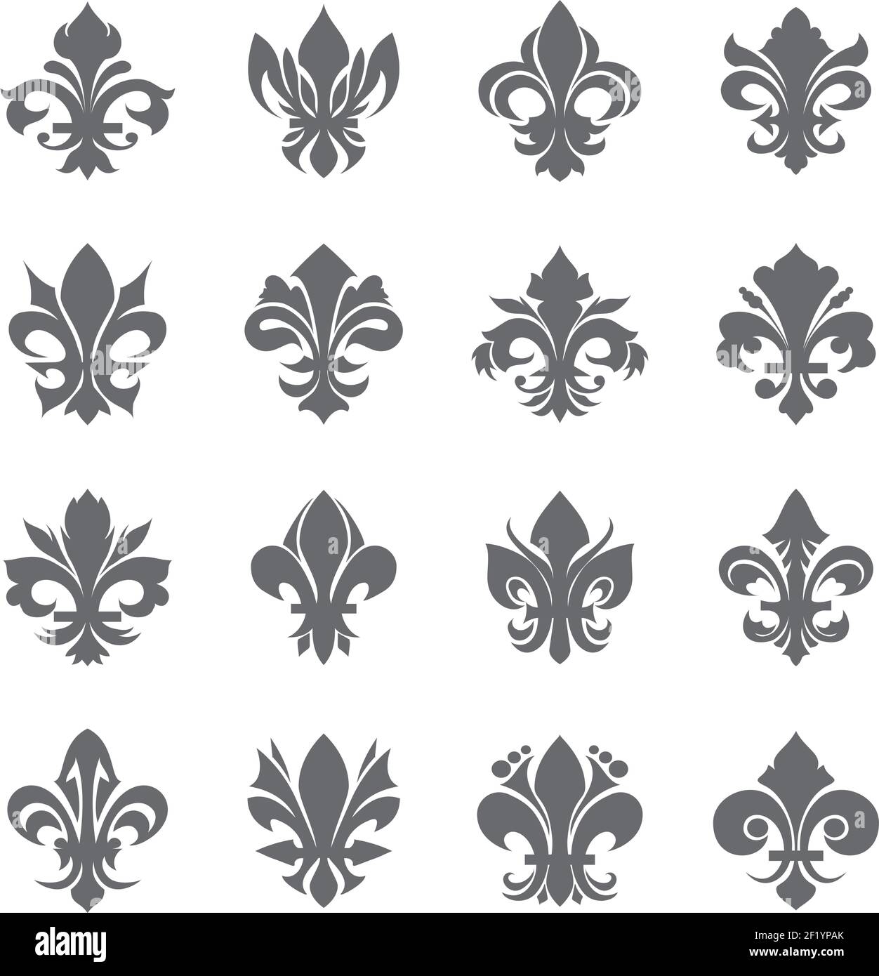 French royal lily flowers. Heraldry floral decoration silhouette ...