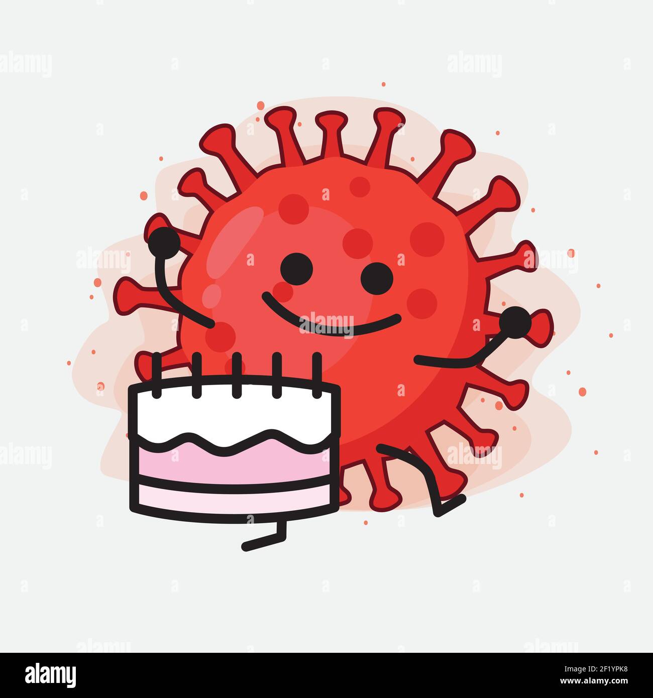 Vector Illustration of Red Virus Character with cute face, simple hands ...