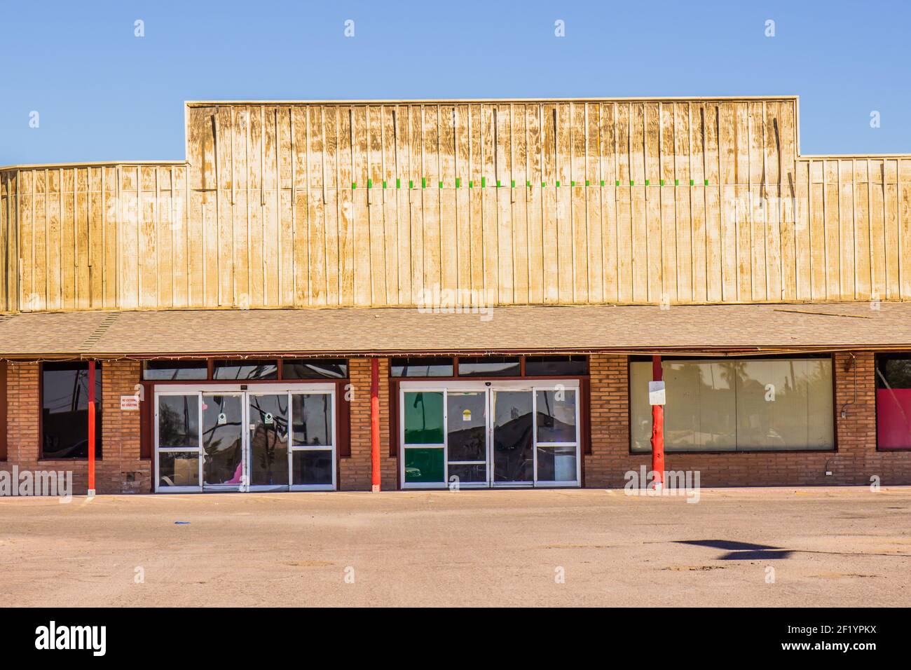 Old Abandoned Store Front Building With Blocked Out Windows Stock Photo ...