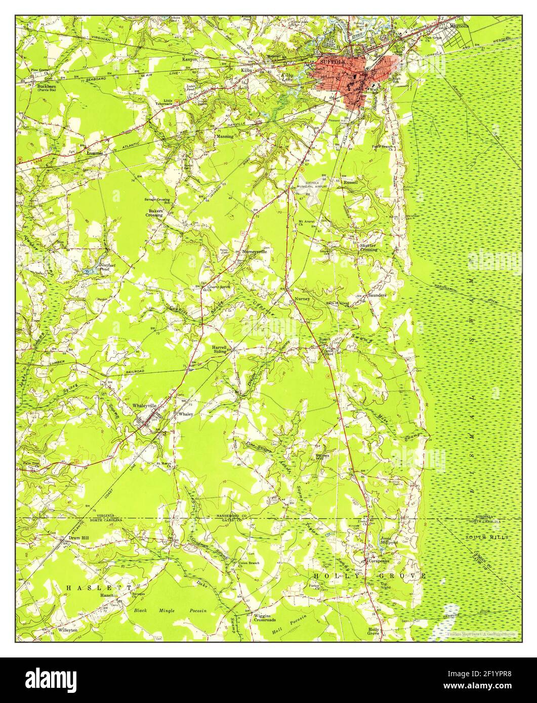 Suffolk, Virginia, map 1954, 1:62500, United States of America by ...