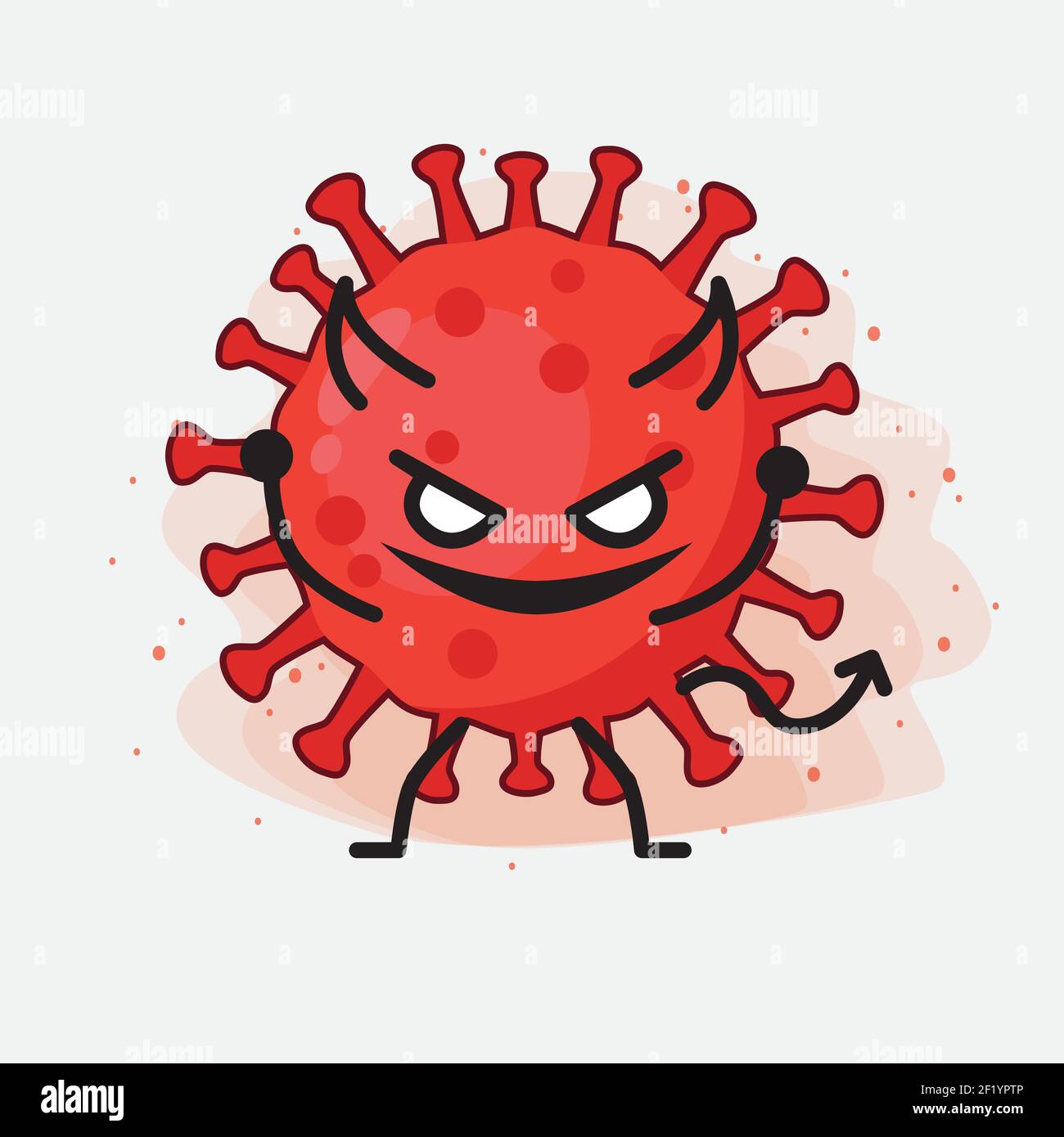 Vector Illustration of Red Virus Character with cute face, simple hands ...