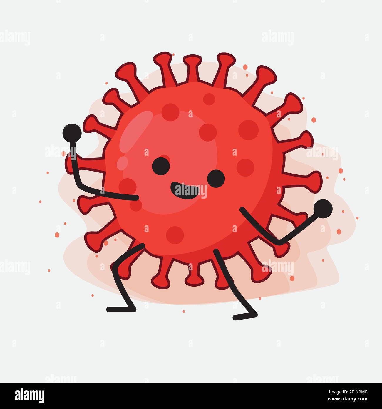 Vector Illustration of Red Virus Character with cute face, simple hands ...