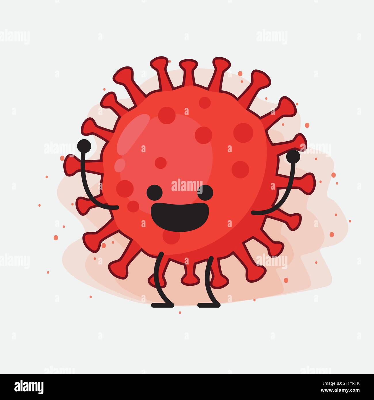 Vector Illustration of Red Virus Character with cute face, simple hands ...