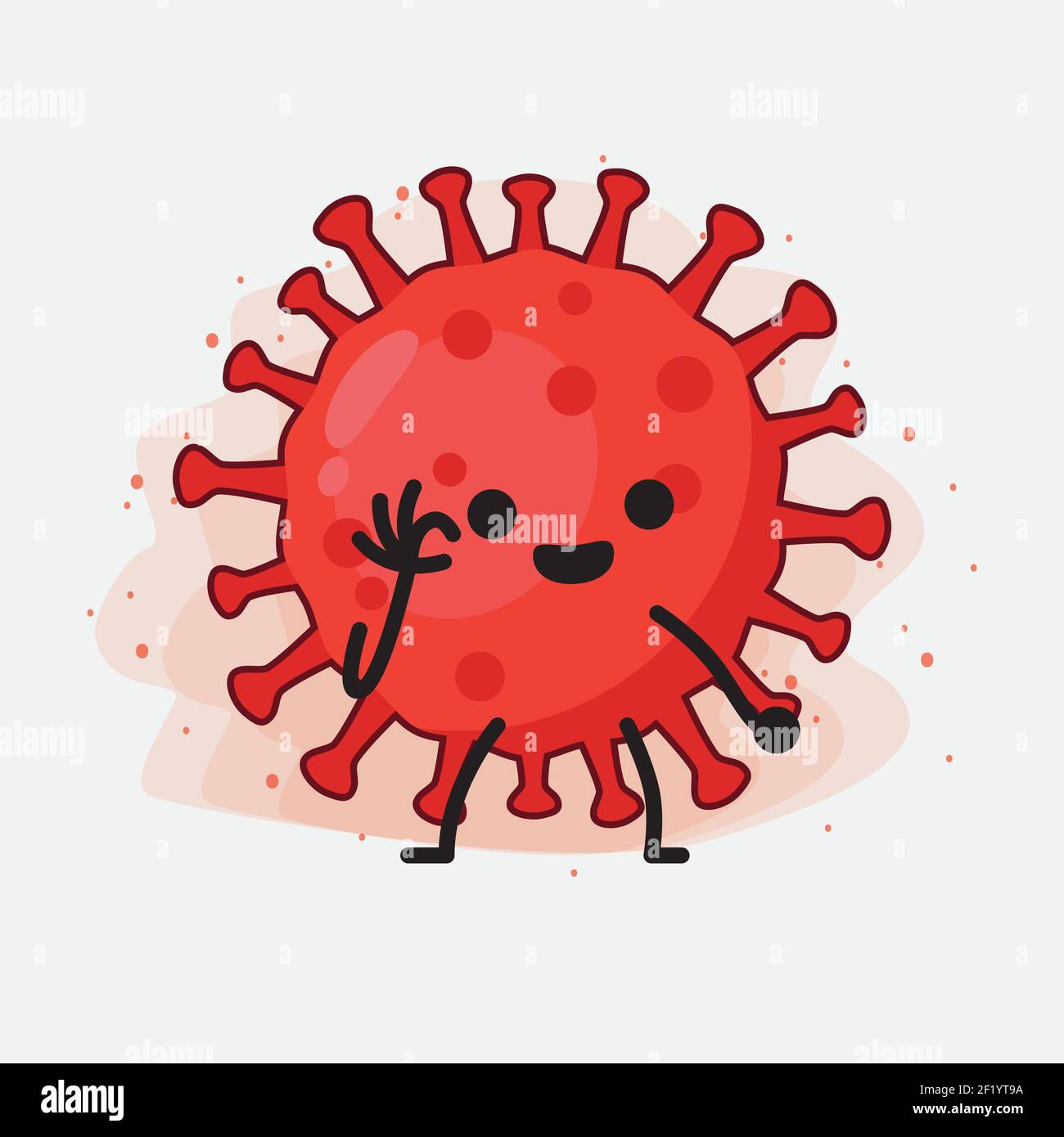 Vector Illustration of Red Virus Character with cute face, simple hands ...