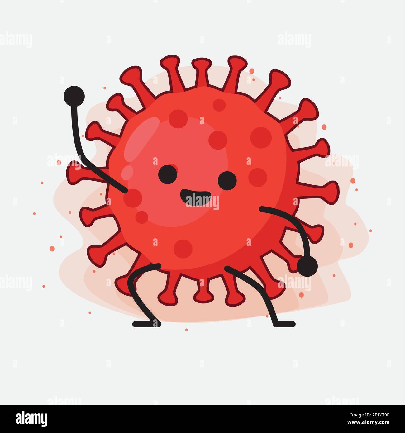 Vector Illustration of Red Virus Character with cute face, simple hands ...