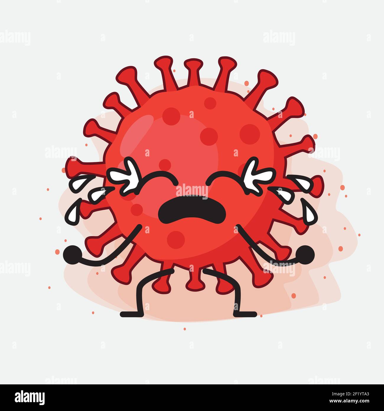 Vector Illustration of Red Virus Character with cute face, simple hands ...