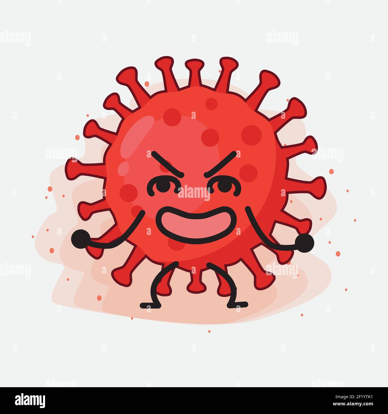 Vector Illustration of Red Virus Character with cute face, simple hands ...