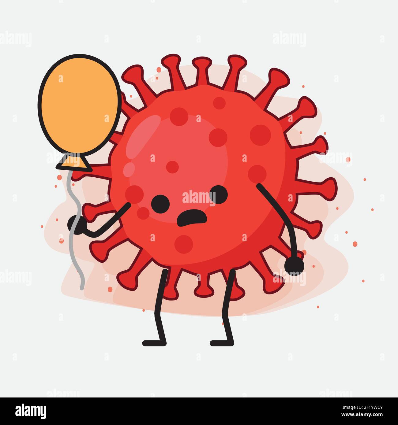 Vector Illustration of Red Virus Character with cute face, simple hands ...