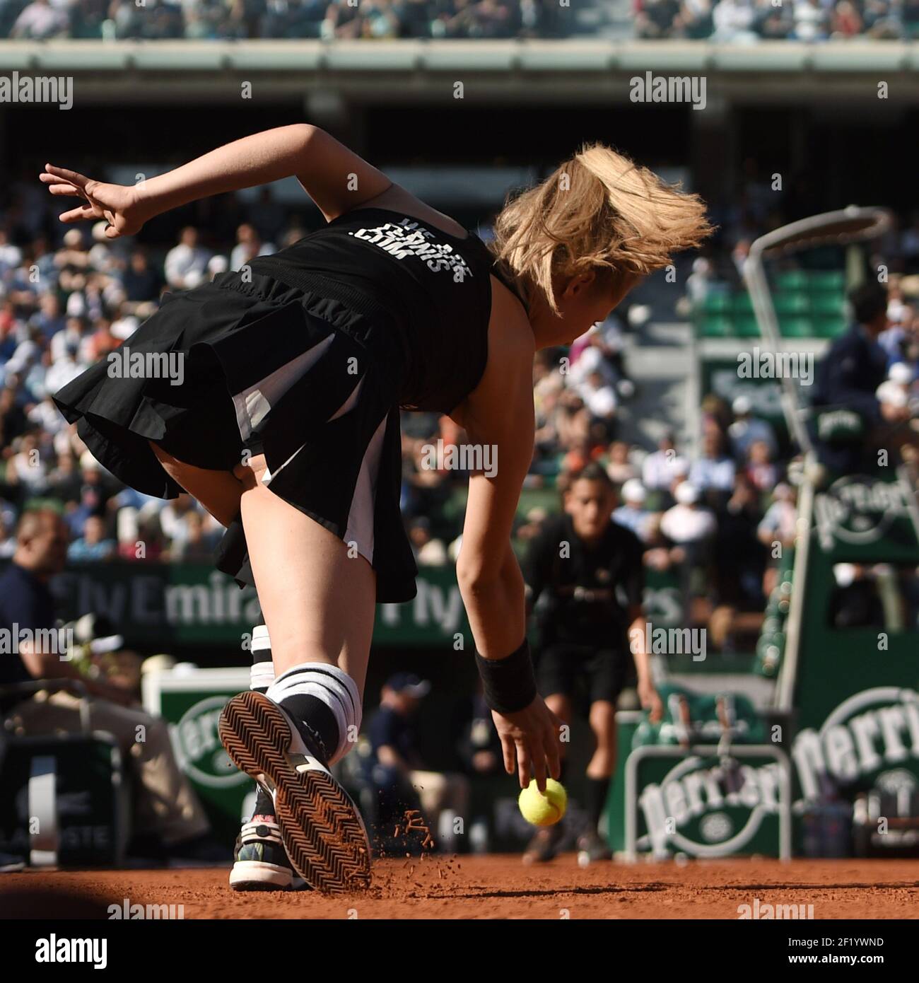 A ball girl during the French Tennis Open at the Roland Garros stadium ...