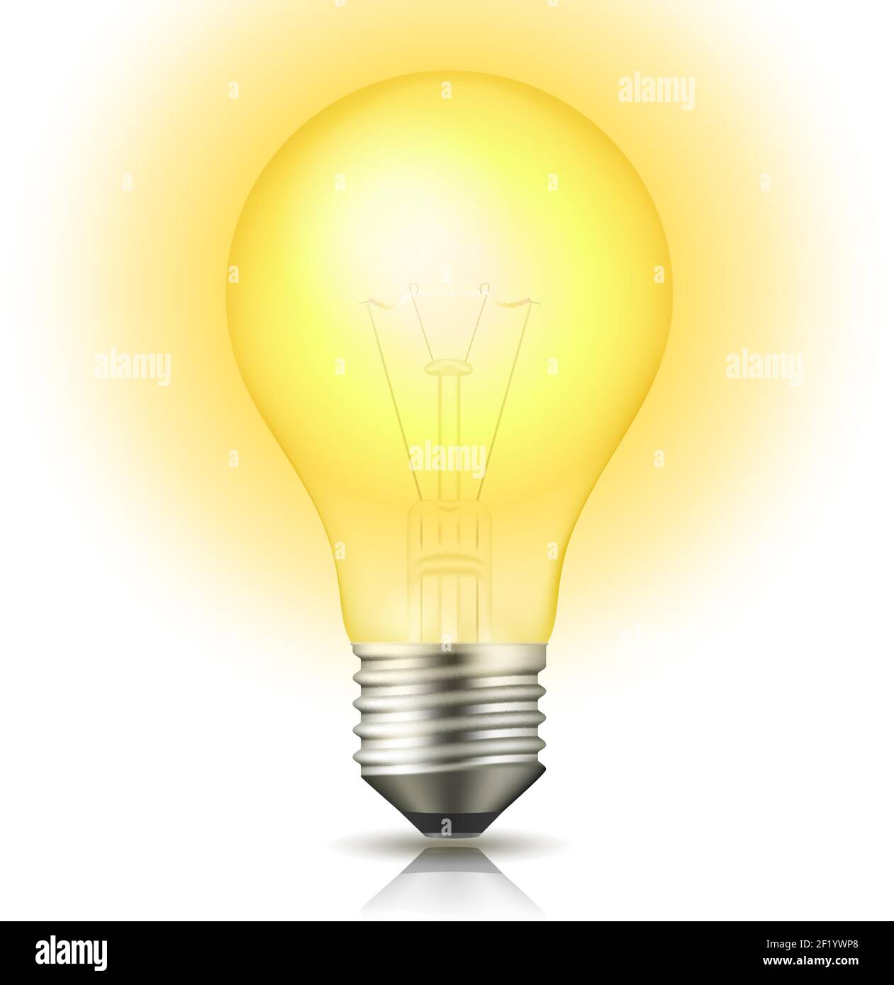 Realistic lit light bulb isolated on white. Vector Illustration. EPS10 ...