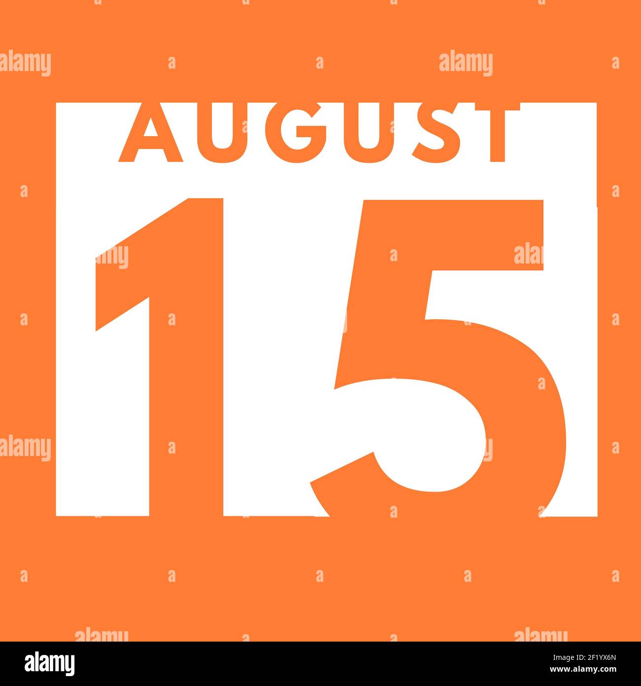 August 15 . flat modern daily calendar icon .date ,day, month .calendar ...