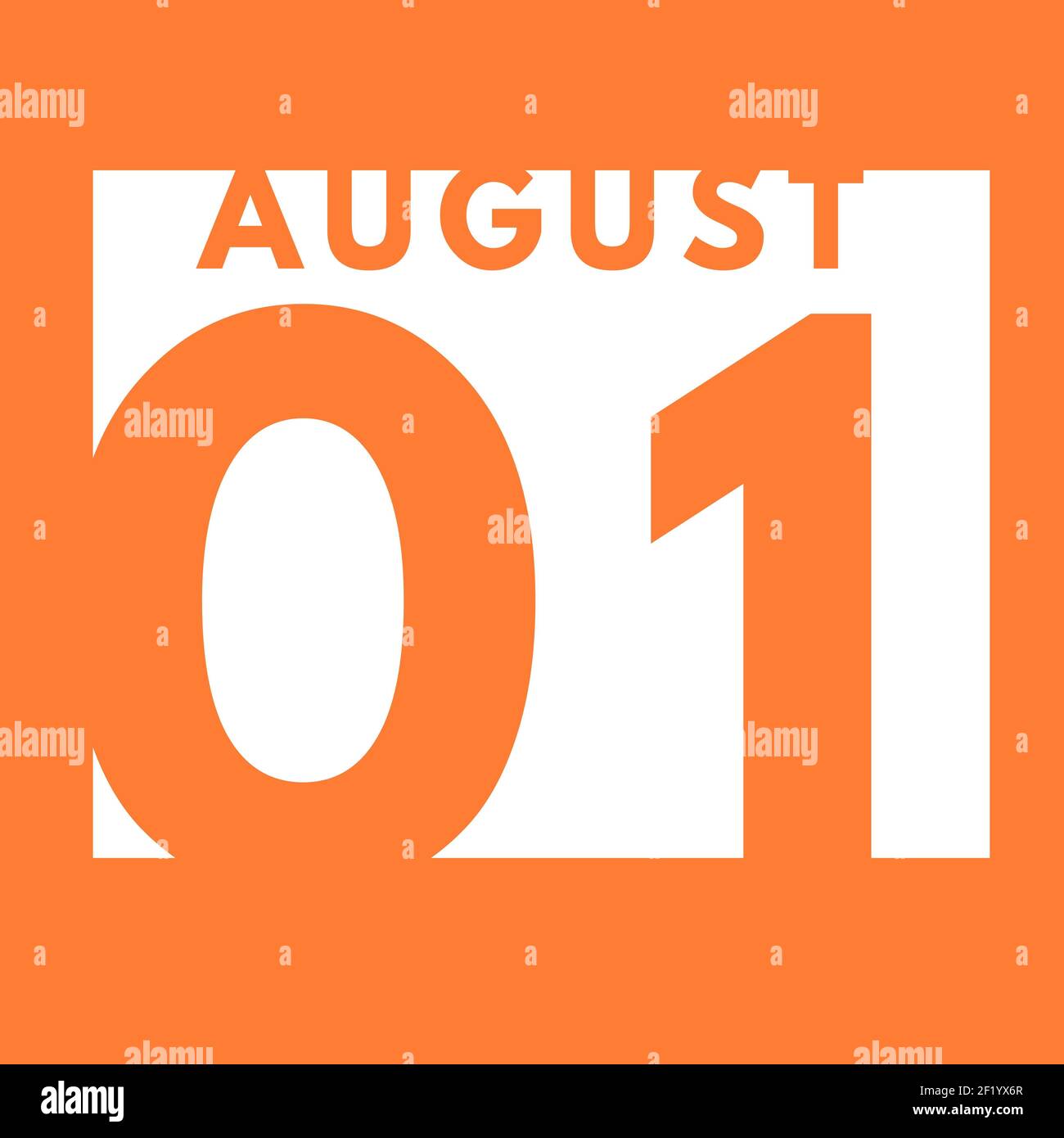 August 1 . flat modern daily calendar icon .date ,day, month .calendar ...