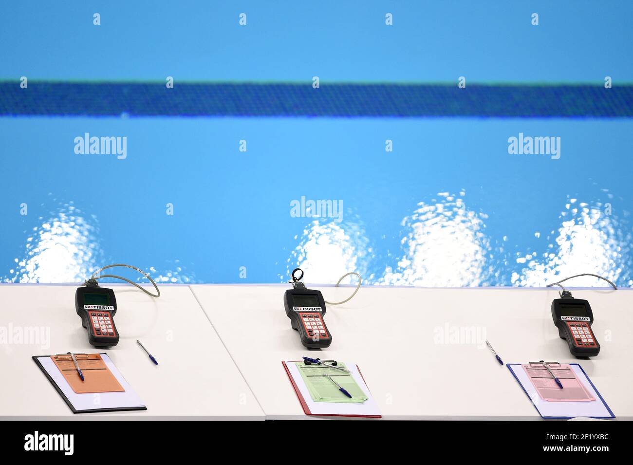 Illustration of judges' table during Synchronized Swimming, teams ...