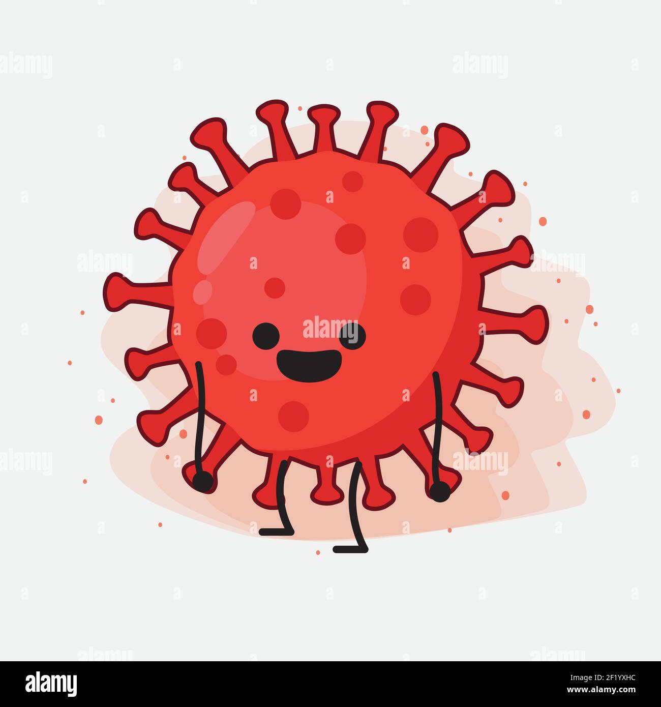 Vector Illustration of Red Virus Character with cute face, simple hands ...