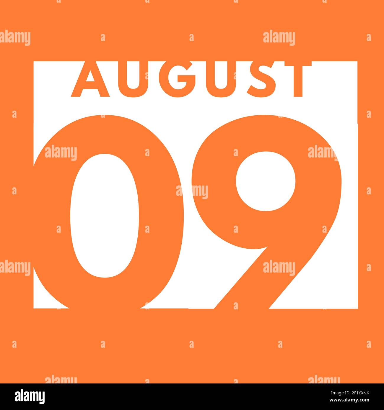 August 9 . flat modern daily calendar icon .date ,day, month .calendar ...