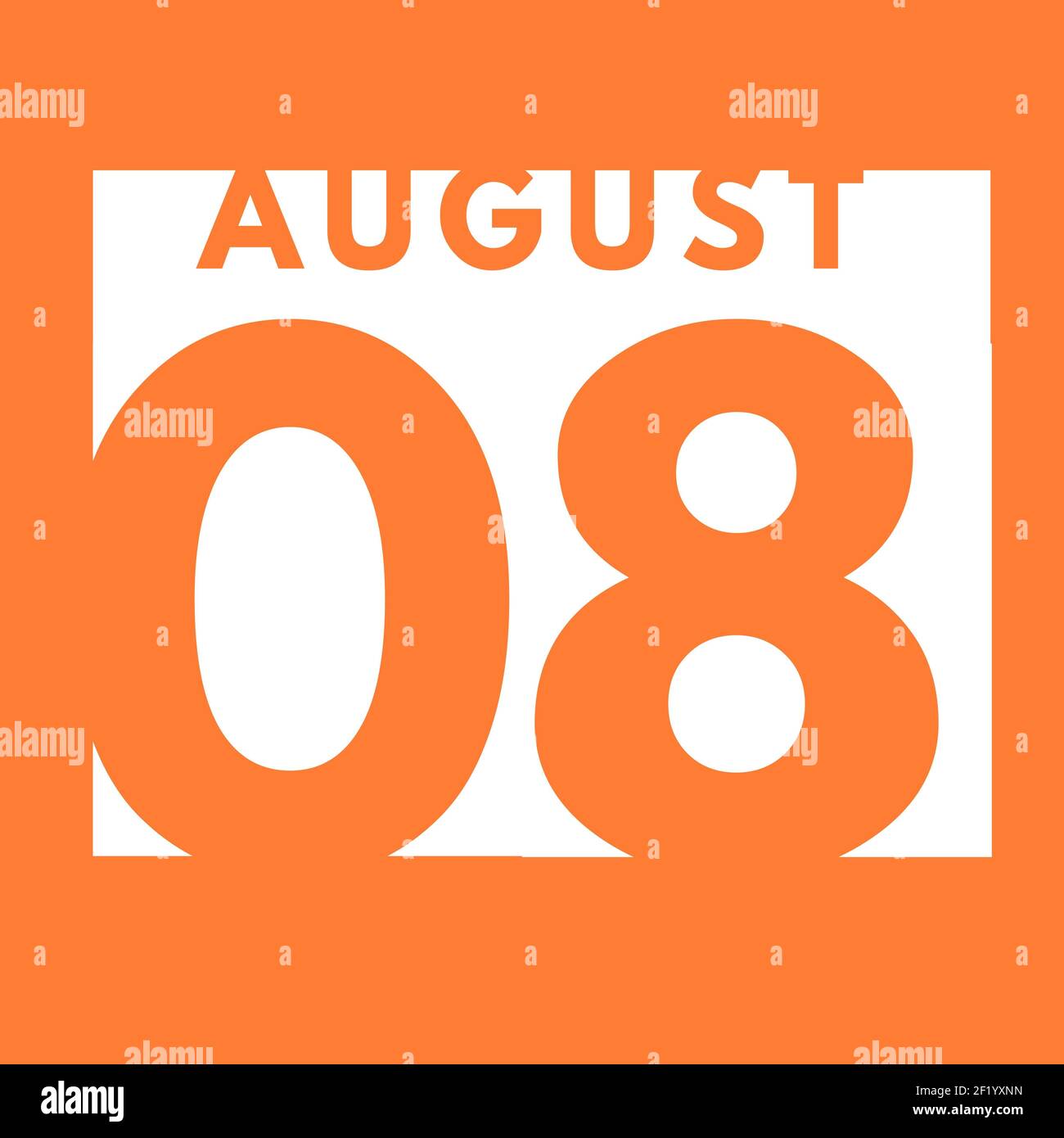 August 8 . flat modern daily calendar icon .date ,day, month .calendar ...
