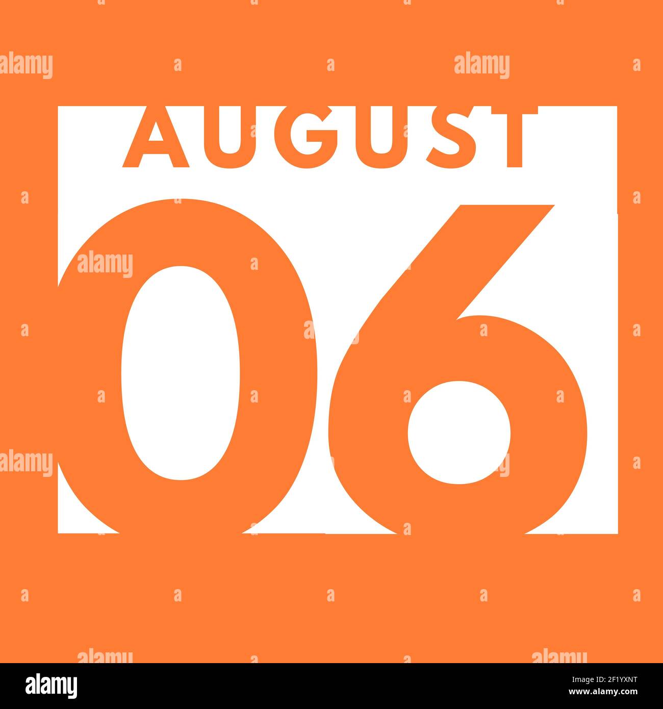 August 6 . flat modern daily calendar icon .date ,day, month .calendar ...