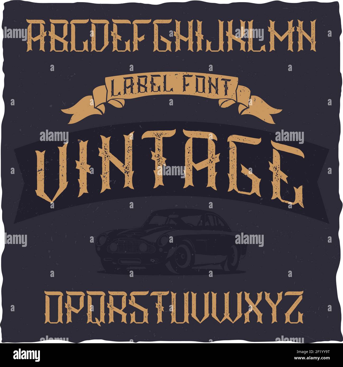 Vintage label font with sample label design. Good to use in any retro ...