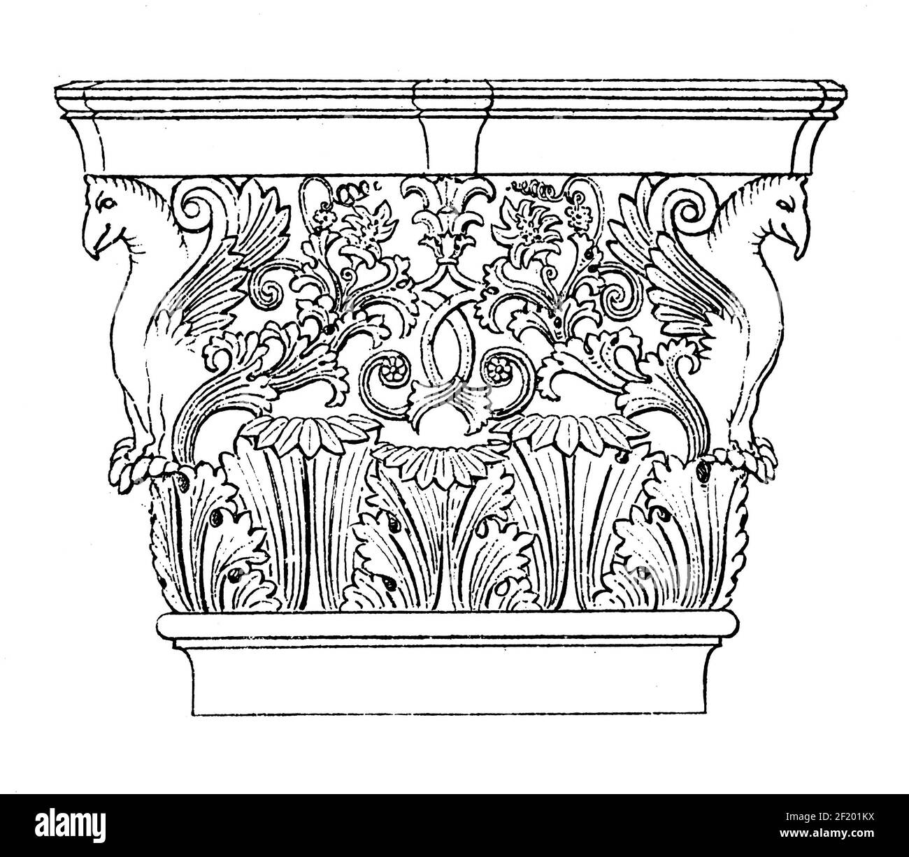 19th-century engraving of capital from a temple in Eleusina. Published ...