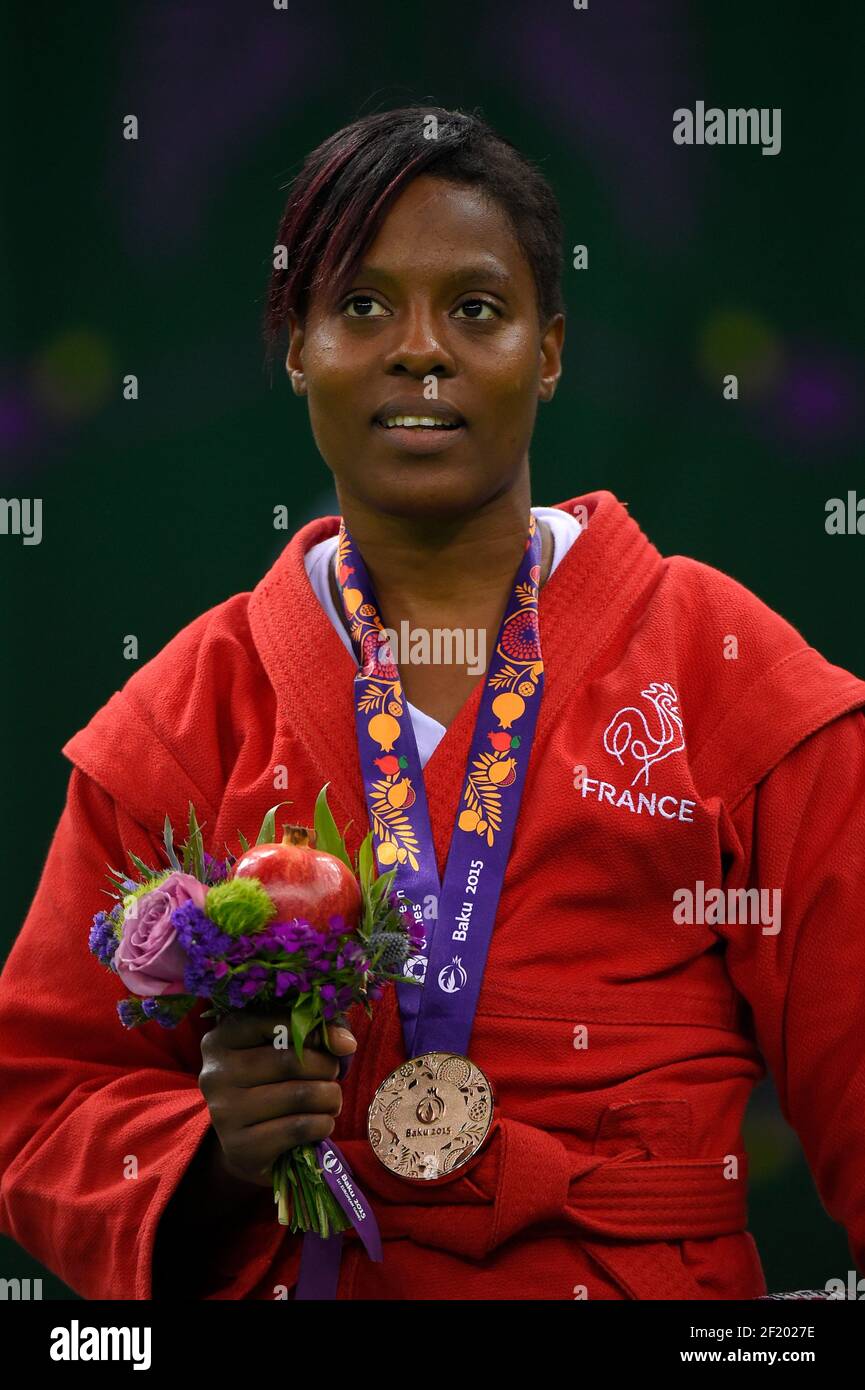 Sarah Loko of France win the bronze medal in Sambo Women's -64kg during ...