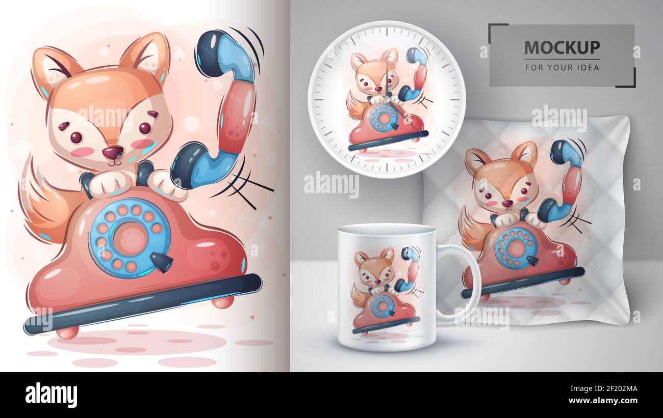 fox call phone poster and merchandising Stock Vector Image & Art - Alamy
