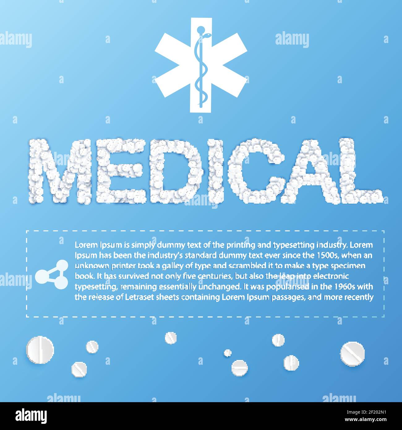 Light medicine poster with inscription medical from pills and place for ...