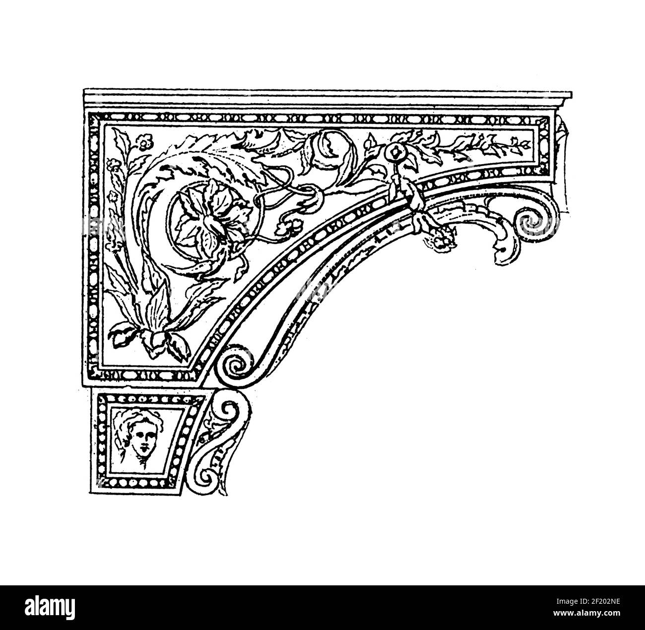 19th-century engraving of corbel from Doge's Palace in Venice, Italy ...