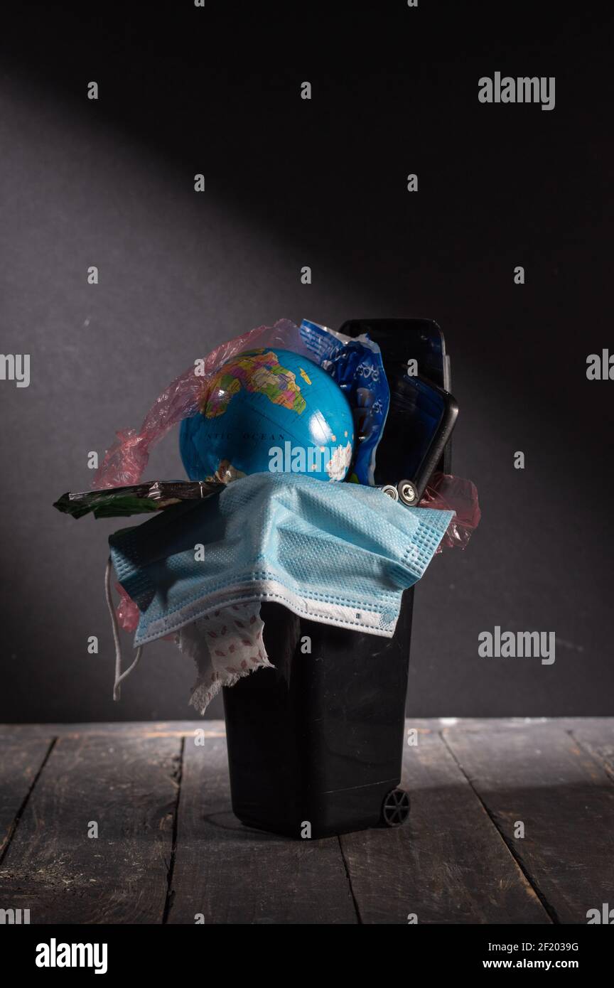 Environmental pollution. Earth Day. Save yourself from pollution ...