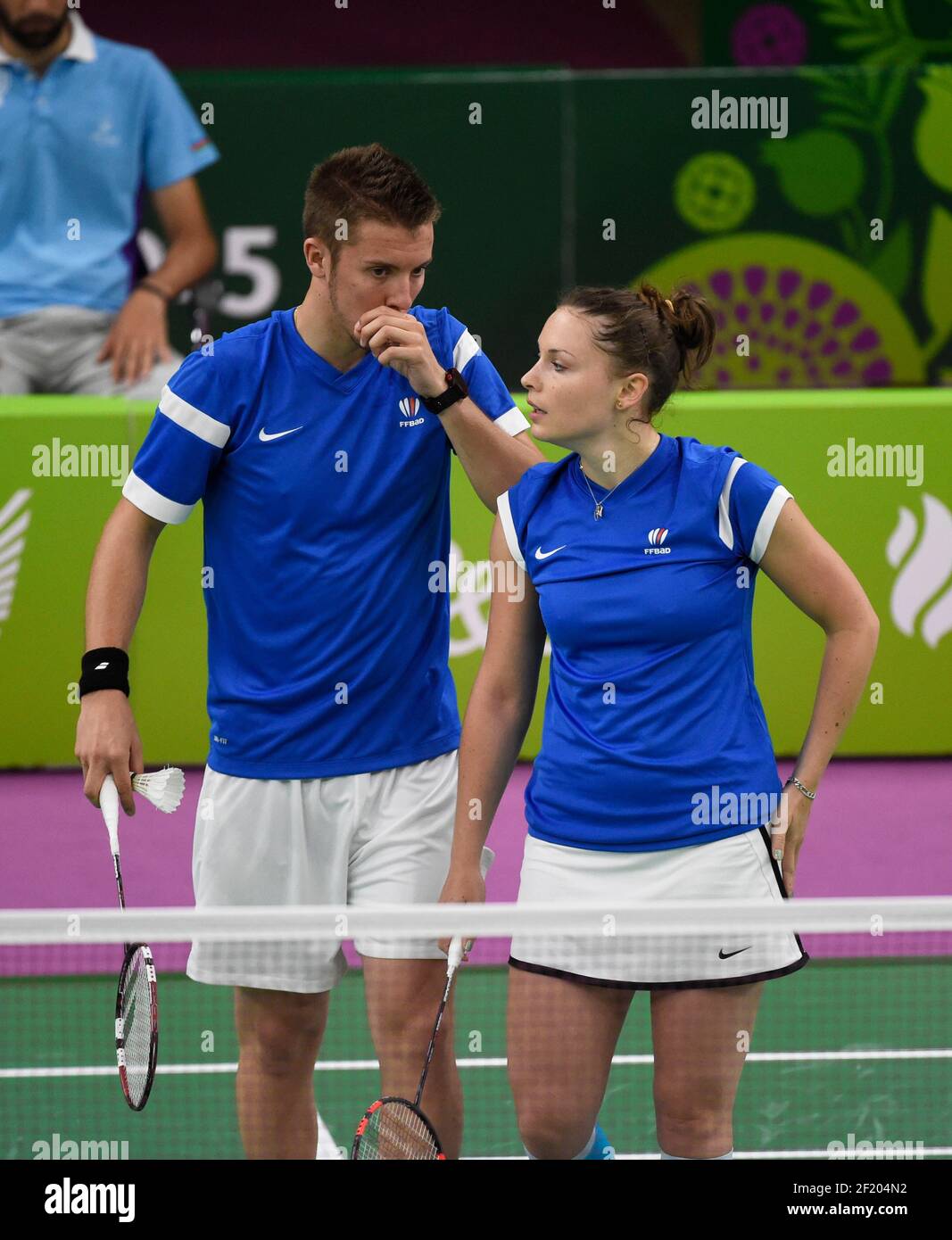 Gaetan Mittelheisser and Audrey Fontaine of France compete against Sam ...