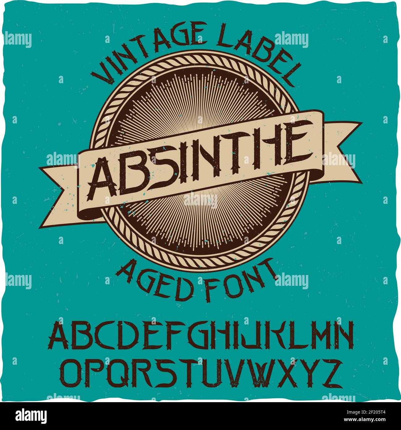 Absinthe label font and sample label design with decoration ...