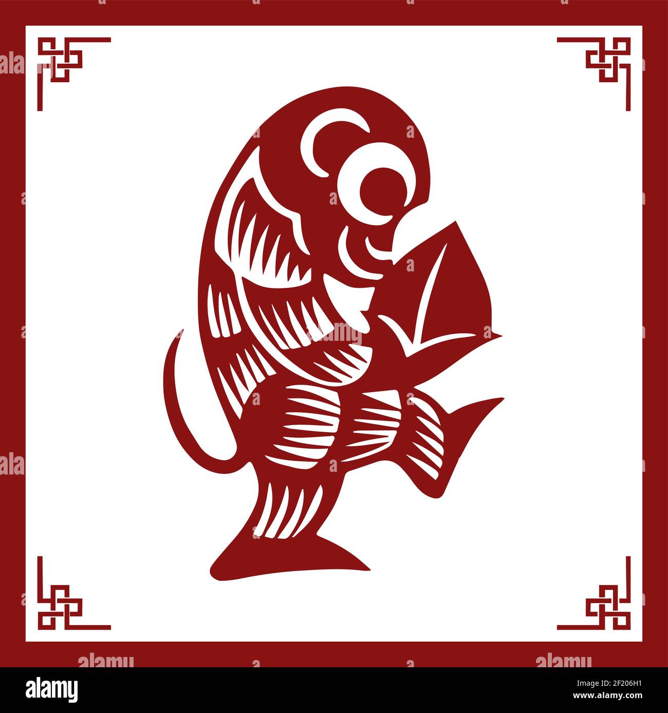 The Classic Chinese Papercutting Style Illustration, A Cartoon Monkey ...