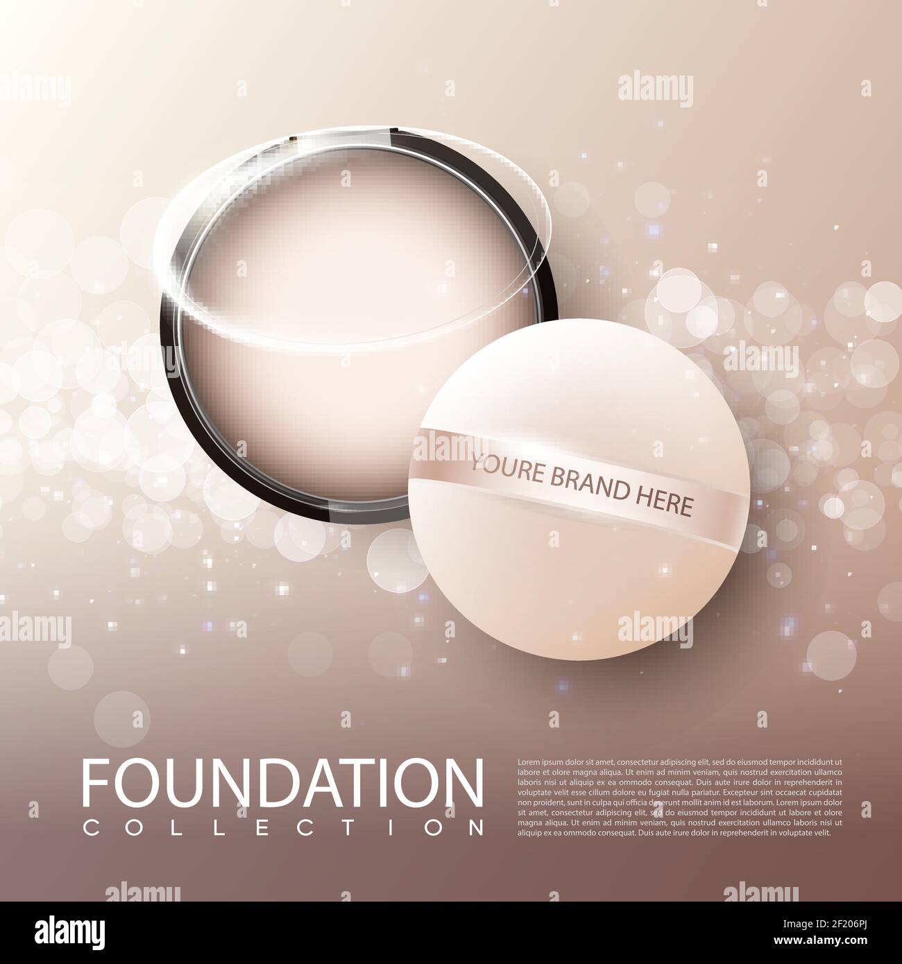 Foundation female cosmetic product ads poster with face powder in ...
